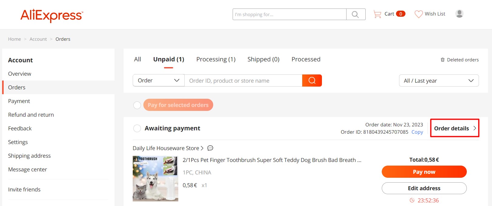 Hoe een bestelling annuleren op AliExpress