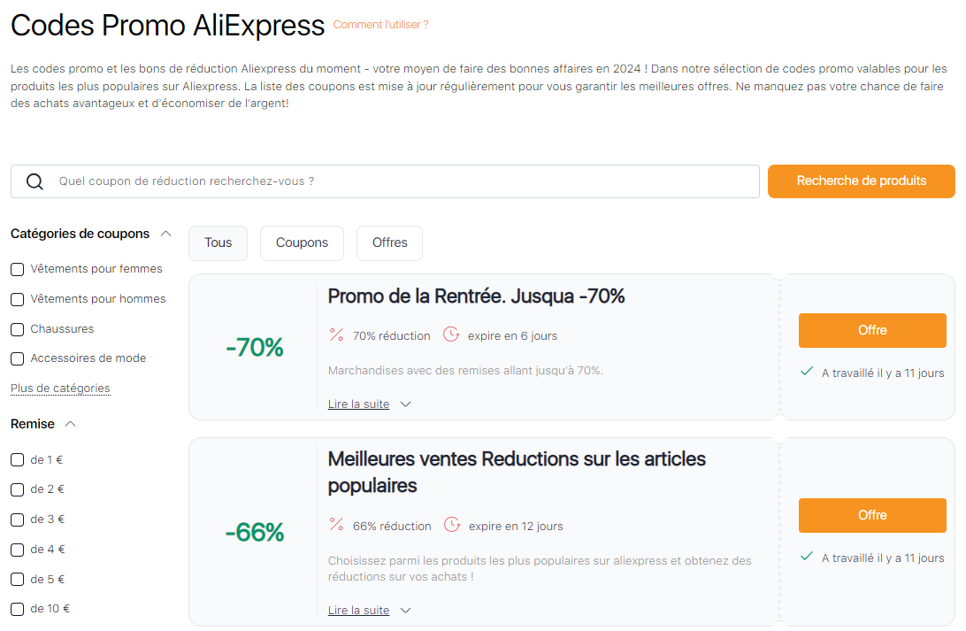 Comment obtenir code promo Aliexpress et où le saisir