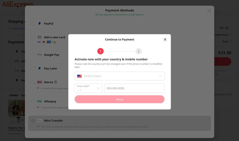 Aliexpress payment methods in 2025