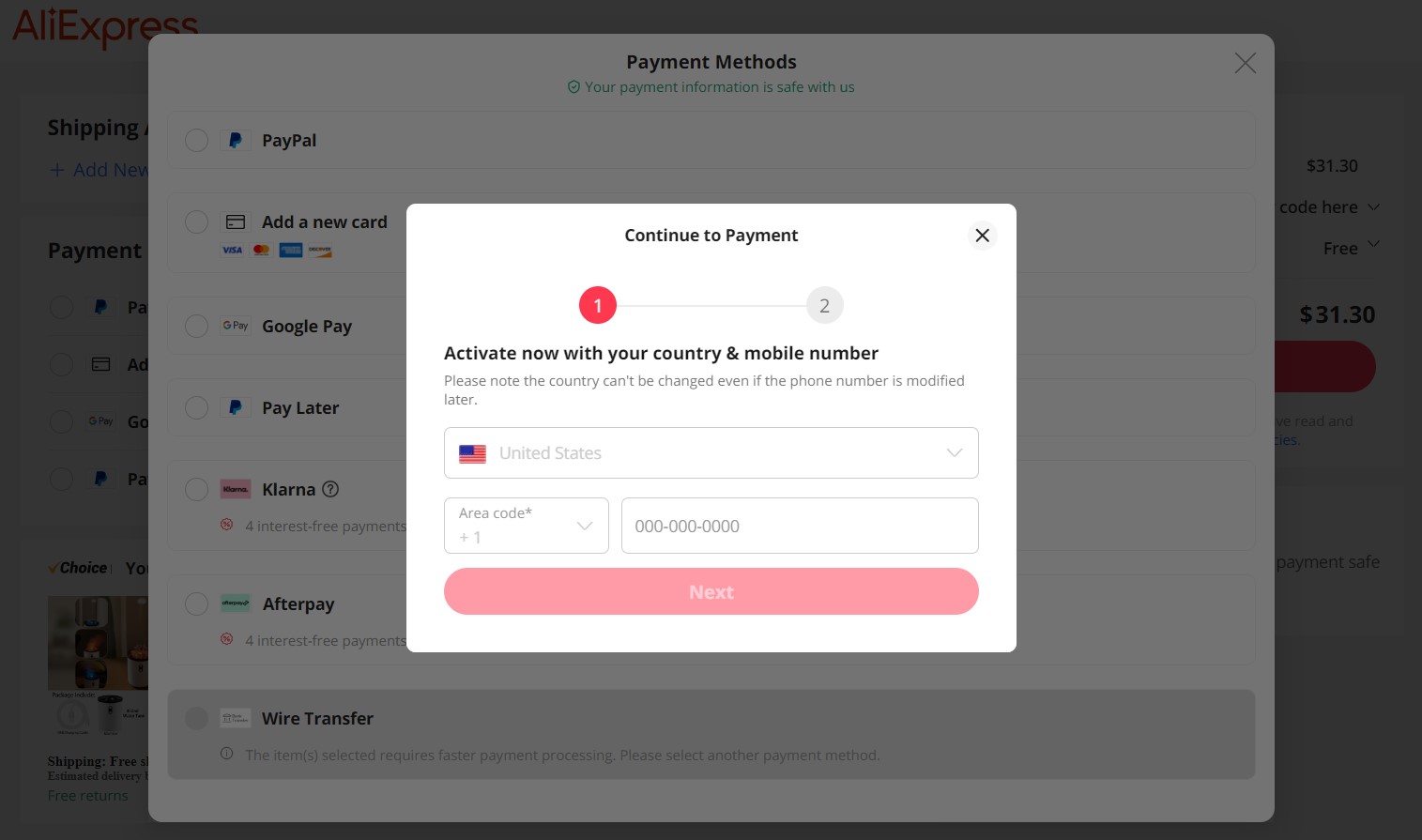 Aliexpress payment methods in 2025