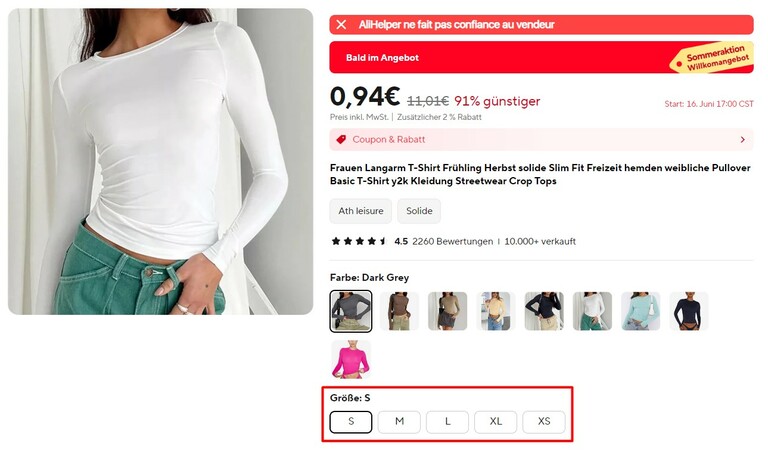Aliexpress Bekleidungsgrößen Tabelle