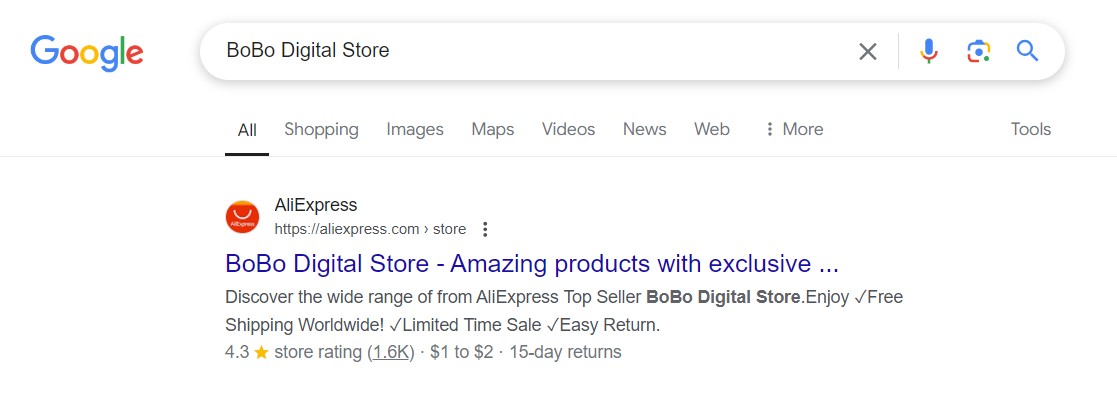 How to find a store on Aliexpress